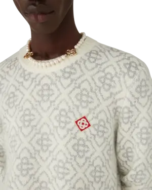Casablanca Monogram Mohair Blend Crew Neck - White