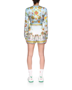 Casablanca Yoruba Flowers Wrap Long Sleeve Blouse - Multicolor