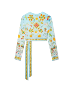 Casablanca Yoruba Flowers Wrap Long Sleeve Blouse - Multicolor