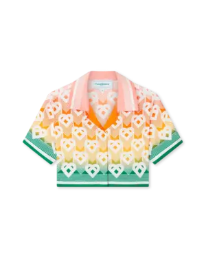 Casablanca Gradient Heart Monogram Cropped Silk Shirt - Multicolor
