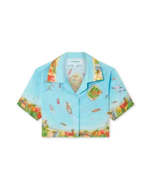 Casablanca Maison Sur Piloti Cropped Linen Shirt - Multicolor