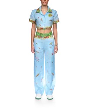 Casablanca Maison Sur Piloti Cropped Linen Shirt
