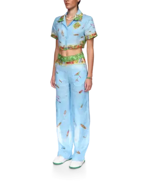 Casablanca Maison Sur Piloti Cropped Linen Shirt