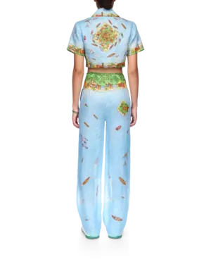 Casablanca Maison Sur Piloti Cropped Linen Shirt