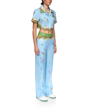 Casablanca Maison Sur Piloti Cropped Linen Shirt