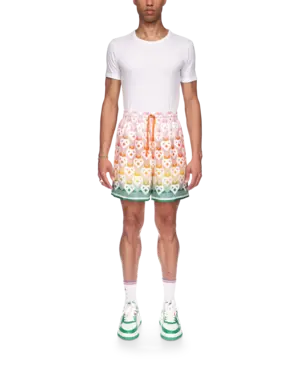 Casablanca Gradient Heart Monogram Silk Shorts - Multicolor