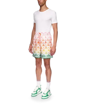 Casablanca Gradient Heart Monogram Silk Shorts - Multicolor