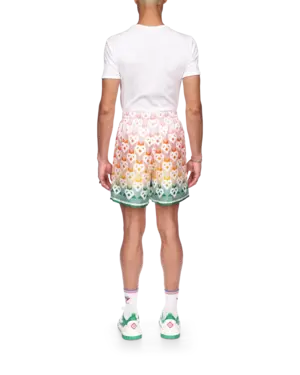 Casablanca Gradient Heart Monogram Silk Shorts - Multicolor