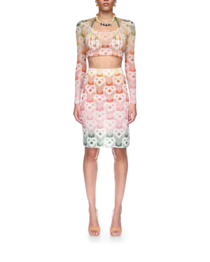 Casablanca Gradient Heart Monogram Mesh Top