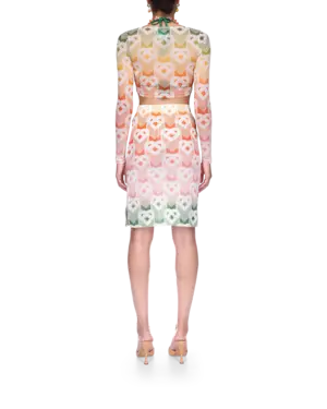 Casablanca Gradient Heart Monogram Mesh Top