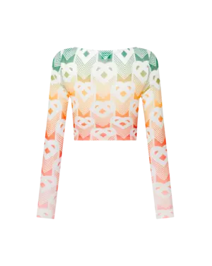 Casablanca Gradient Heart Monogram Mesh Top