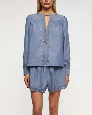 Ulla Johnson Kady Long Sleeve Blouse - Light Blue