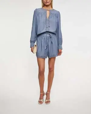 Ulla Johnson Kady Long Sleeve Blouse - Light Blue