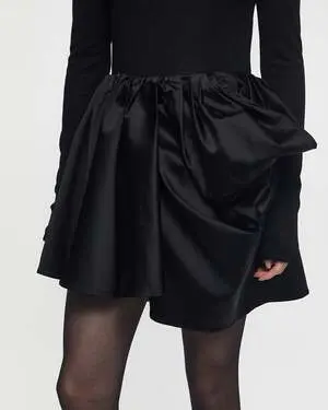 GANNI Technical Stretch Satin Draped Mini Skirt