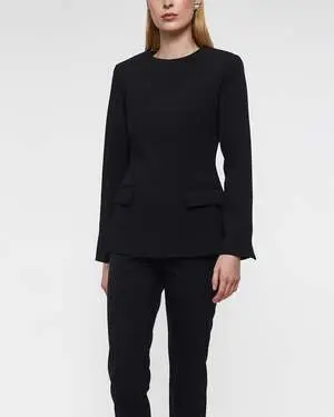 MALINA Athina Tailored Long Sleeve Blouse - Black