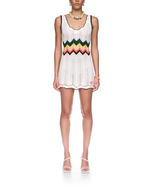 Casablanca Chevron Lace Mini Dress