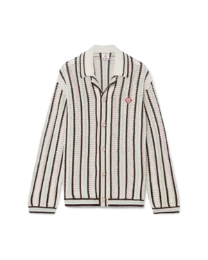 Casablanca Striped Cotton Crochet Shirt