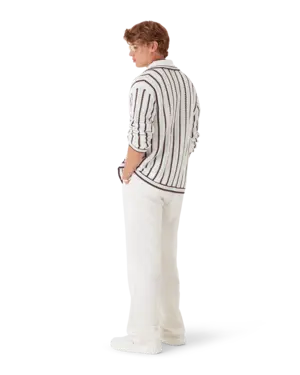 Casablanca Striped Cotton Crochet Shirt