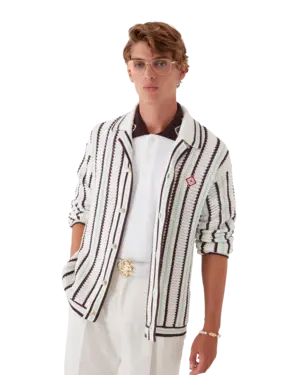 Casablanca Striped Cotton Crochet Shirt