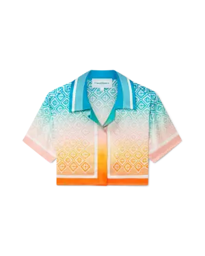 Casablanca Gradient Monogram Cropped Silk Shirt