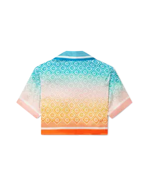 Casablanca Gradient Monogram Cropped Silk Shirt