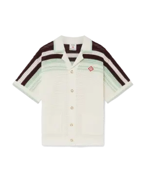Casablanca Tennis Cotton Crochet Short Sleeve Shirt - Multicolor