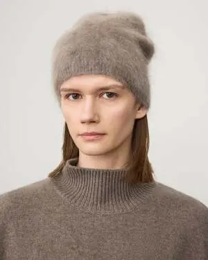 LISA YANG Brushed Cashmere Beanie - Brown