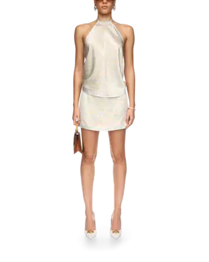 Casablanca Crayon Monogram Silk Halter Neck Top