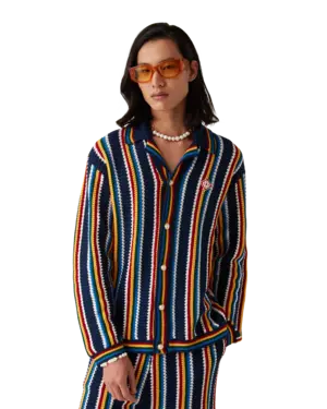 Casablanca Crochet Long Sleeve Stripe Shirt