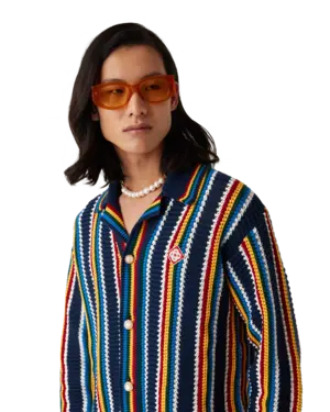 Casablanca Crochet Long Sleeve Stripe Shirt