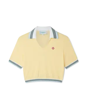 Casablanca Cropped Pique Polo - Multicolor