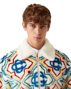 Casablanca Jacquard Faux Fur Jacket
