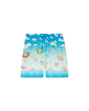 Casablanca Kawaii Motif Silk Twill Shorts - Multicolor