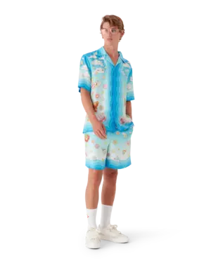 Casablanca Kawaii Motif Silk Twill Shorts - Multicolor