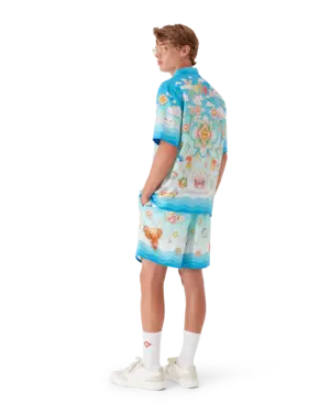 Casablanca Kawaii Motif Silk Twill Shorts - Multicolor