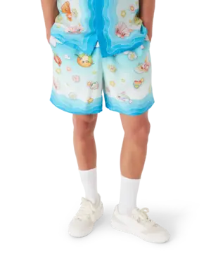 Casablanca Kawaii Motif Silk Twill Shorts - Multicolor