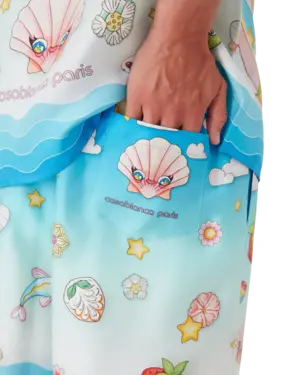 Casablanca Kawaii Motif Silk Twill Shorts - Multicolor