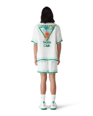 Casablanca Metaphysical Tennis Icon Silk Shorts - Green