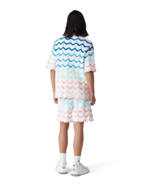 Casablanca Gradient Wave Short Sleeve Crochet Shirt - Multicolor