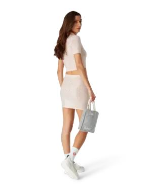 Casablanca Crystal Monogram Knit Mini Skirt - Multicolor
