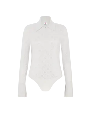 Casablanca Crystal Monogram Knit Bodysuit