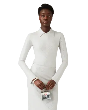 Casablanca Crystal Monogram Knit Bodysuit