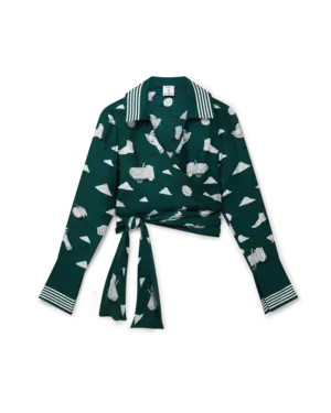 Casablanca Metaphysical Long Sleeve Silk Wrap Shirt - Multicolor