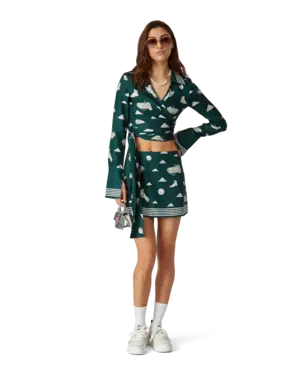 Casablanca Metaphysical Long Sleeve Silk Wrap Shirt