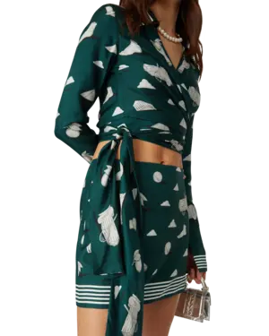 Casablanca Metaphysical Long Sleeve Silk Wrap Shirt