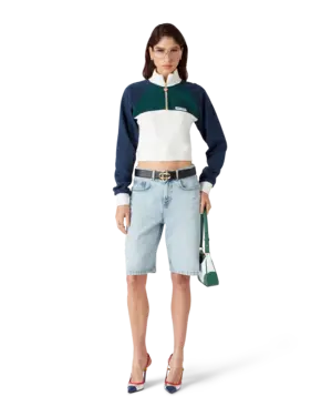 Casablanca Colourblock Quarter Zip Cropped Sweatshirt