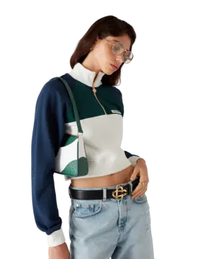 Casablanca Colourblock Quarter Zip Cropped Sweatshirt