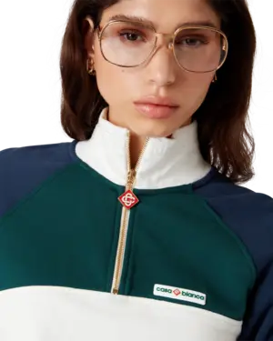Casablanca Colourblock Quarter Zip Cropped Sweatshirt