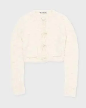 Acne Studios Open Stitch Bow Cardigan - White