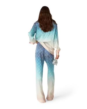 Casablanca Jacquard Gradient Silk Trousers - Blue